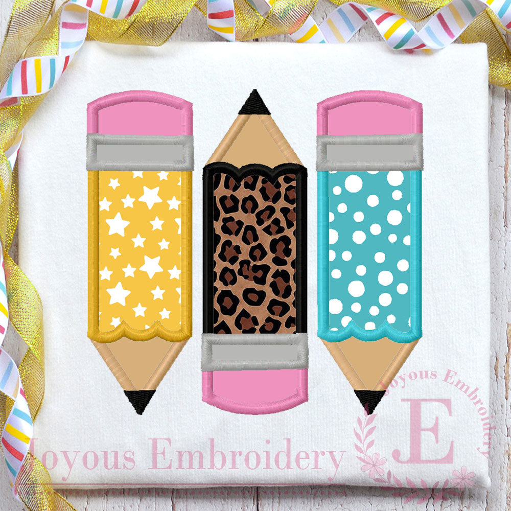 Three Pencils Machine Applique Embroidery Design – JoyousEmbroidery